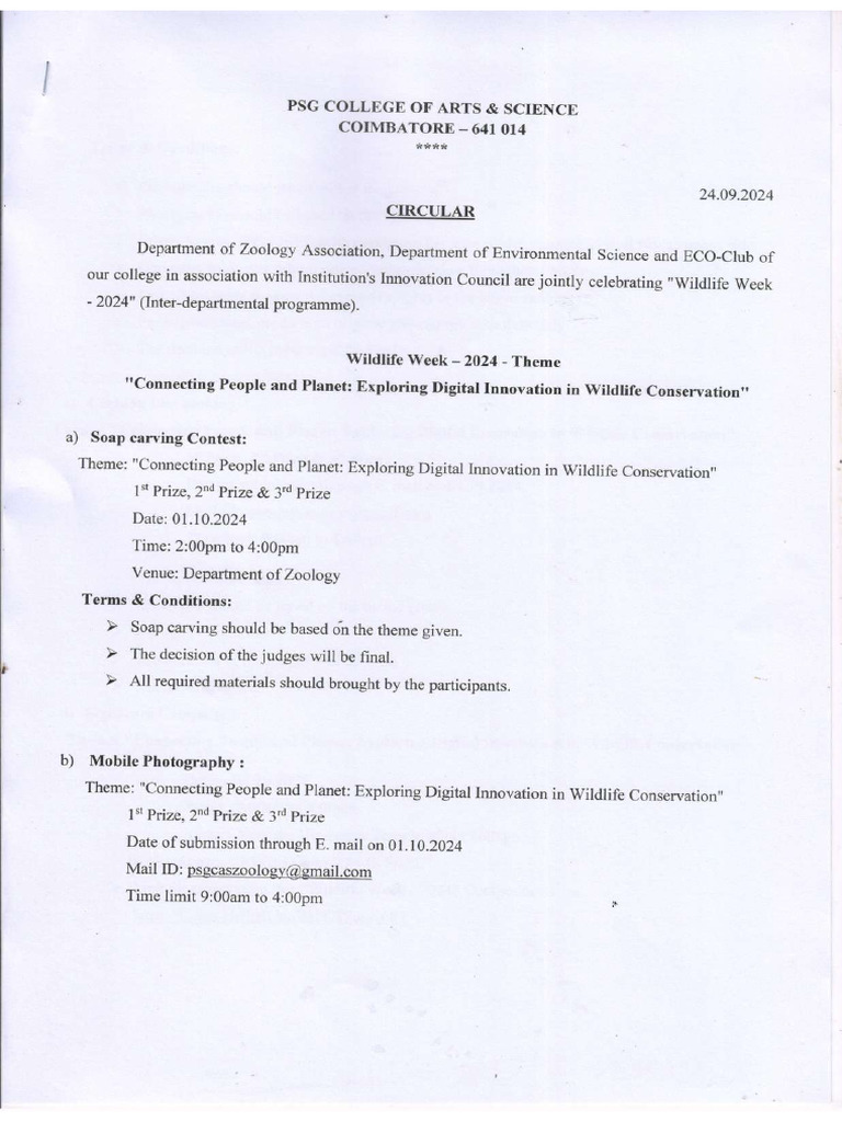 Circular - Wildlife Week - 2024 | PDF