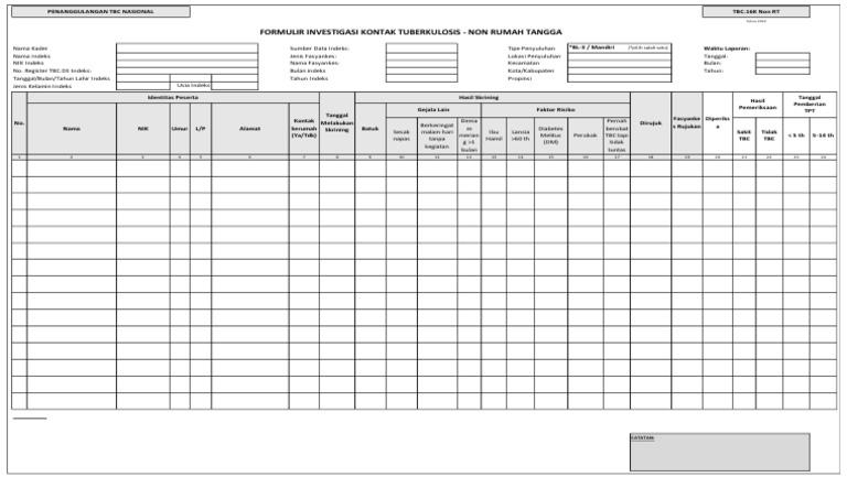 SO - Formulir TBC 16K - IK NON Rumah Tangga | PDF