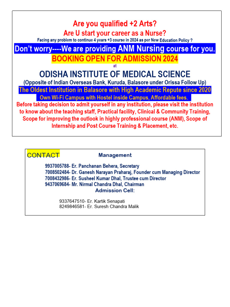 Admission Information For Anm | PDF