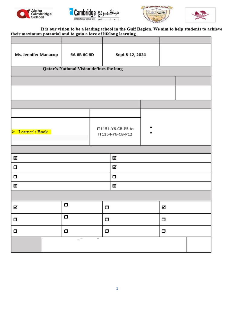 Ms. Jennifer Manacop 6A6B6C6D: Sept 8-12, 2024 | PDF