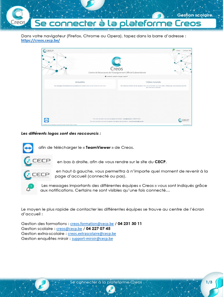 Se Connecter A La Plateforme Creos | PDF