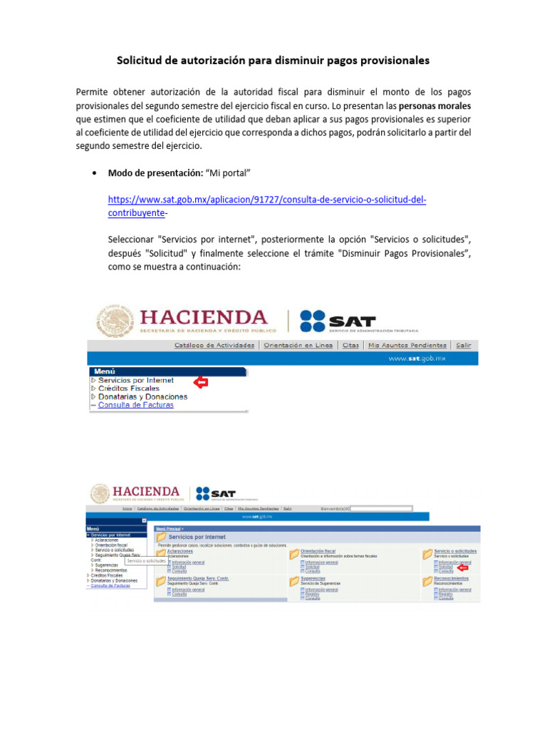 5-Instructivo SAT Disminucion de Pagos Provisionales | PDF