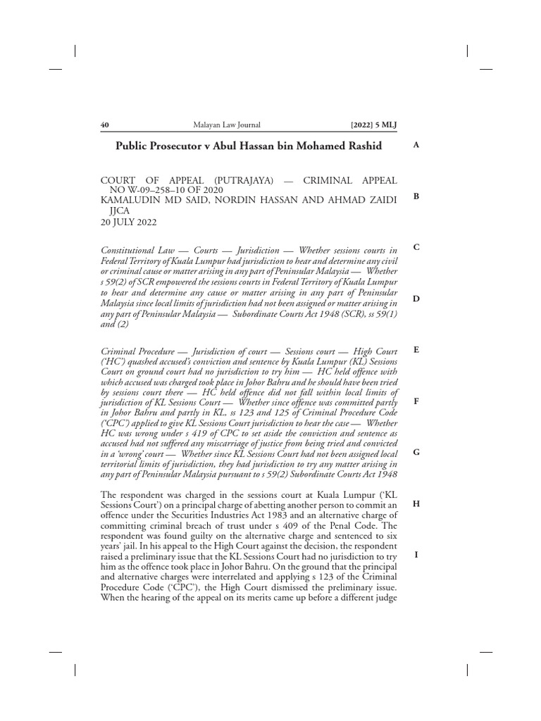 Public Prosecutor V Abul Hassan Bin Mohamed Rashid | PDF