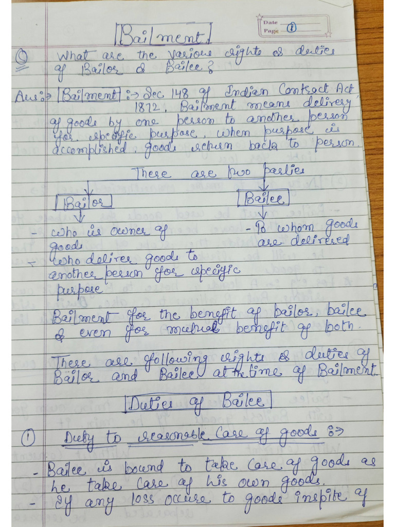 Rights and Duties of Bailor and Bailee | PDF