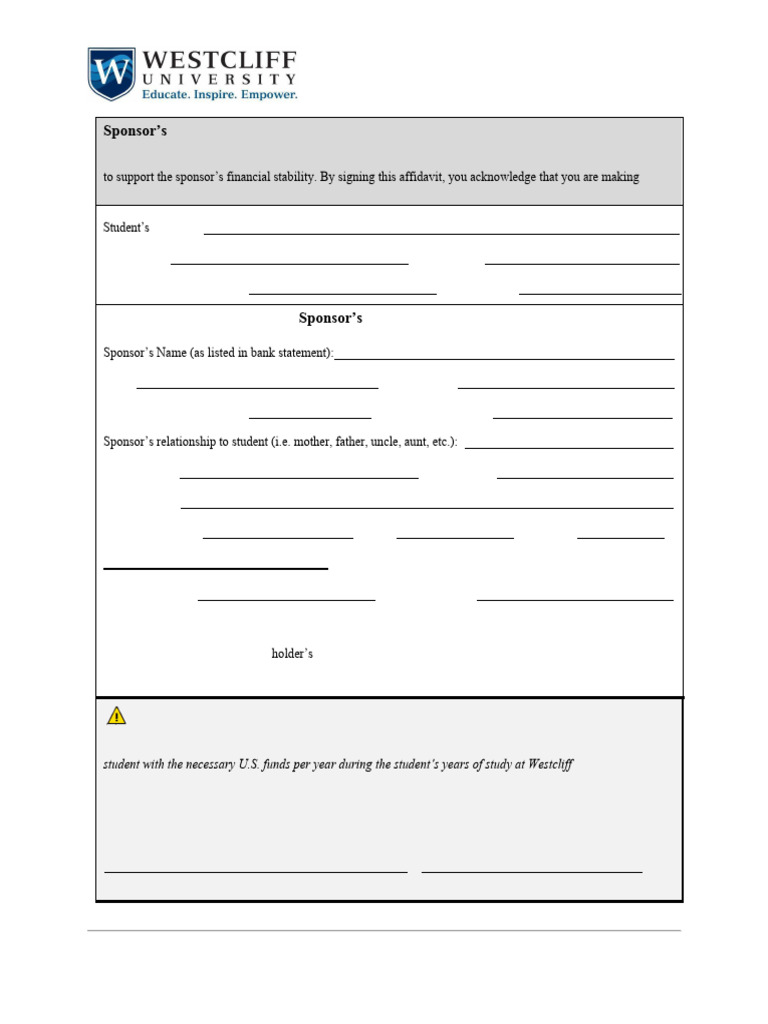 Sponsor Affidavit Form | PDF