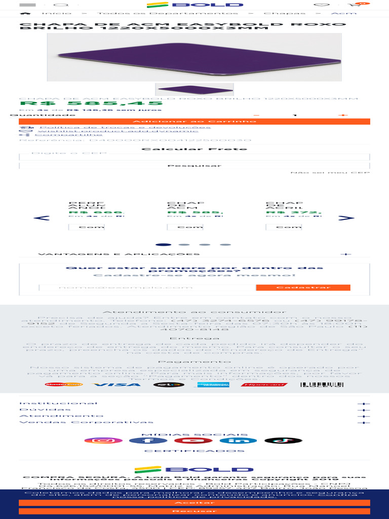 Bold - O Mundo Nos Inspira - Compre CHAPA DE ACM EASYBOLD ROXO BRILHO 1220X5000X3MM Por BRL 567. ...