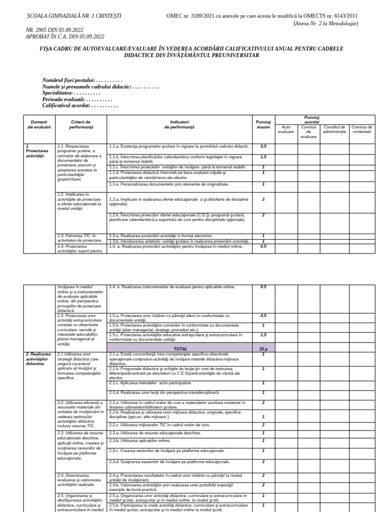 @2023 Fisa Evaluare Cadre | PDF