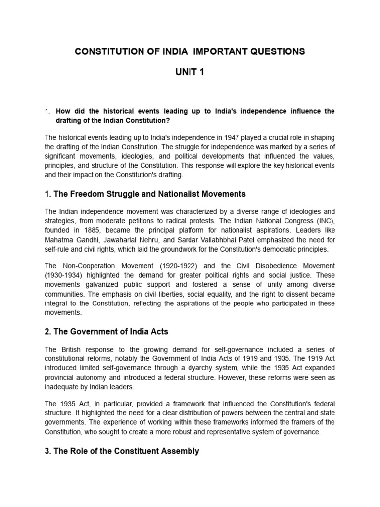 Constitution of India Important Questions | PDF | Human Trafficking ...