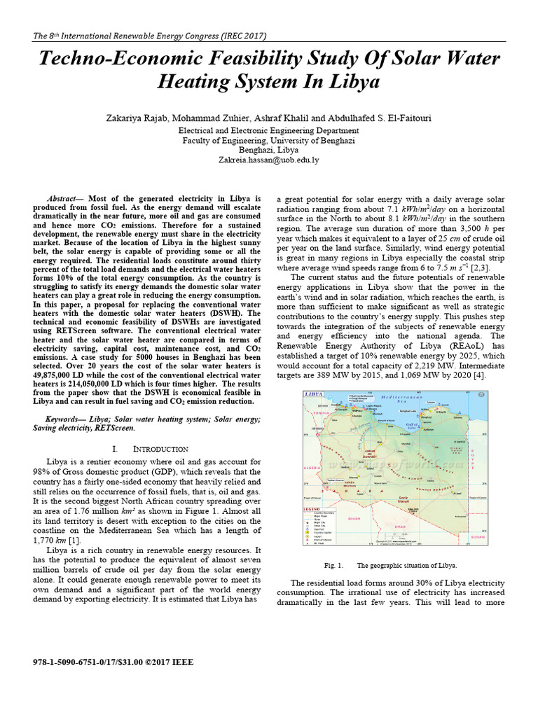 Techno-Economic Feasibility Study of Solar Water Heating System | PDF