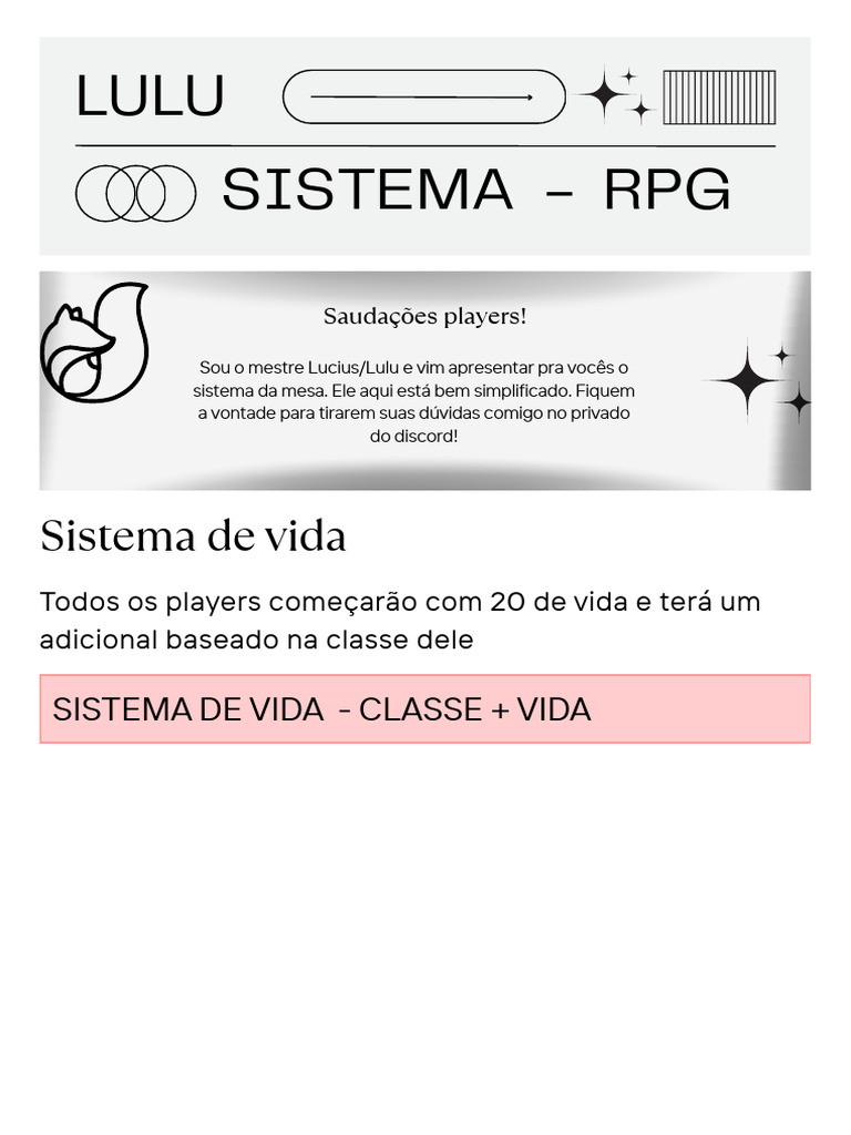 Sistema Mesa de RPG Lulu | PDF