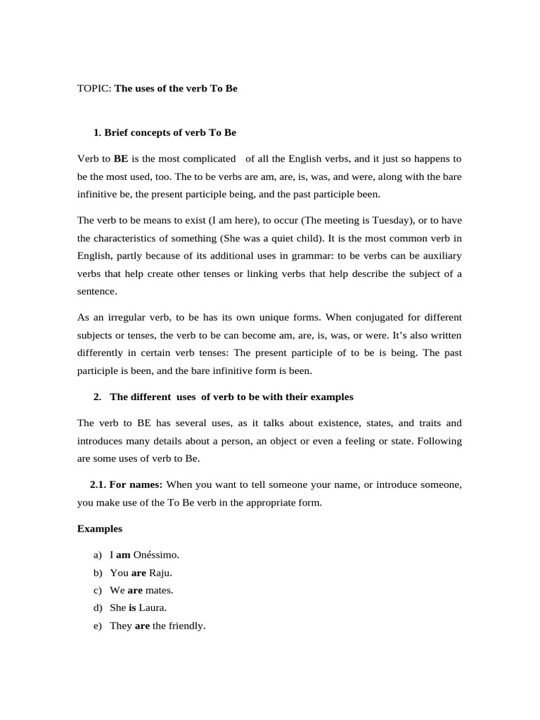 Chat 1-Uses of Verb To Be | PDF