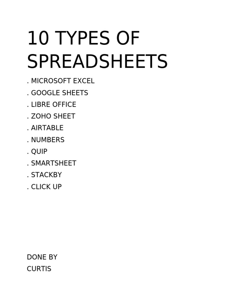 10 Types of Spreadsheets | PDF