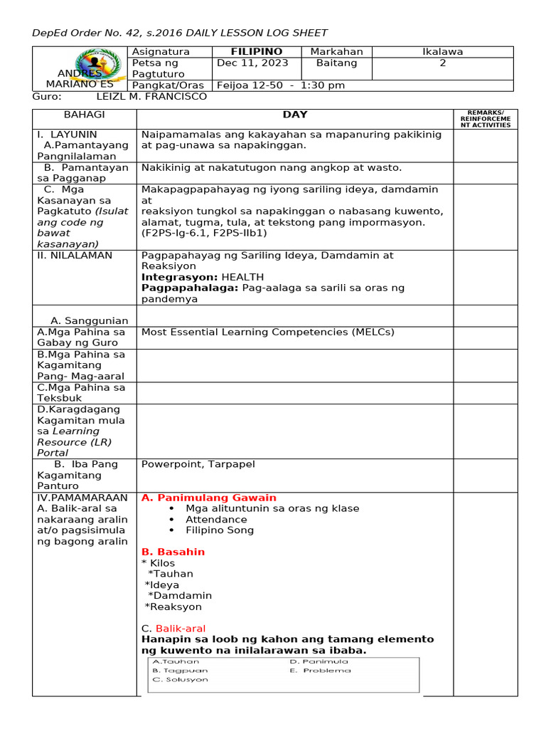 Cot 2 DLL Filipino 2 1 | PDF