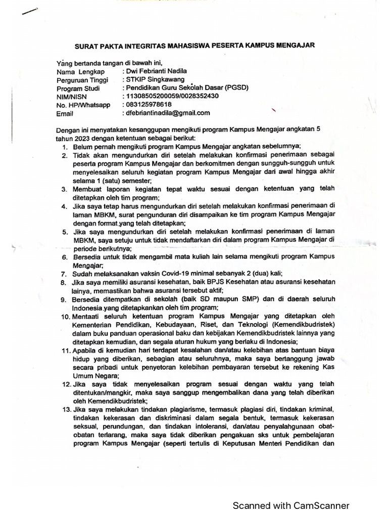 Surat Fakta Integritas | PDF