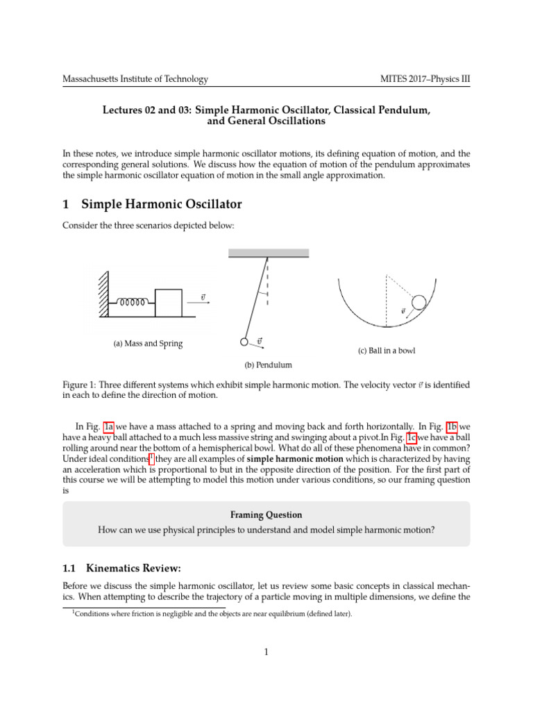 1 Simple Harmonic Oscillator | PDF