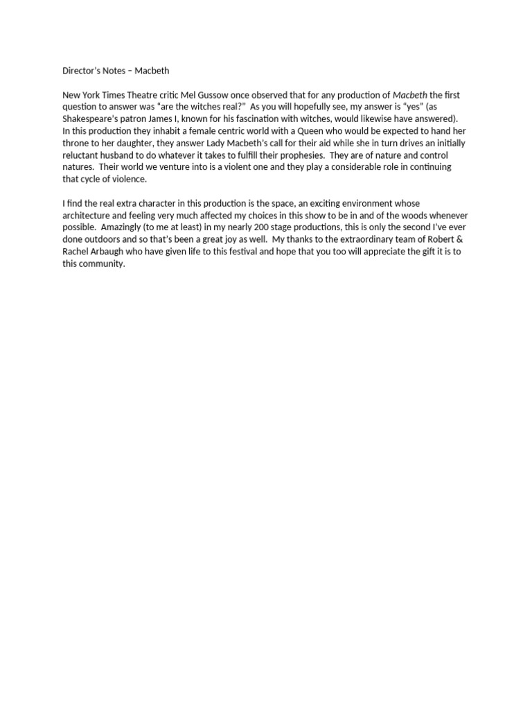 Directors Notes | PDF