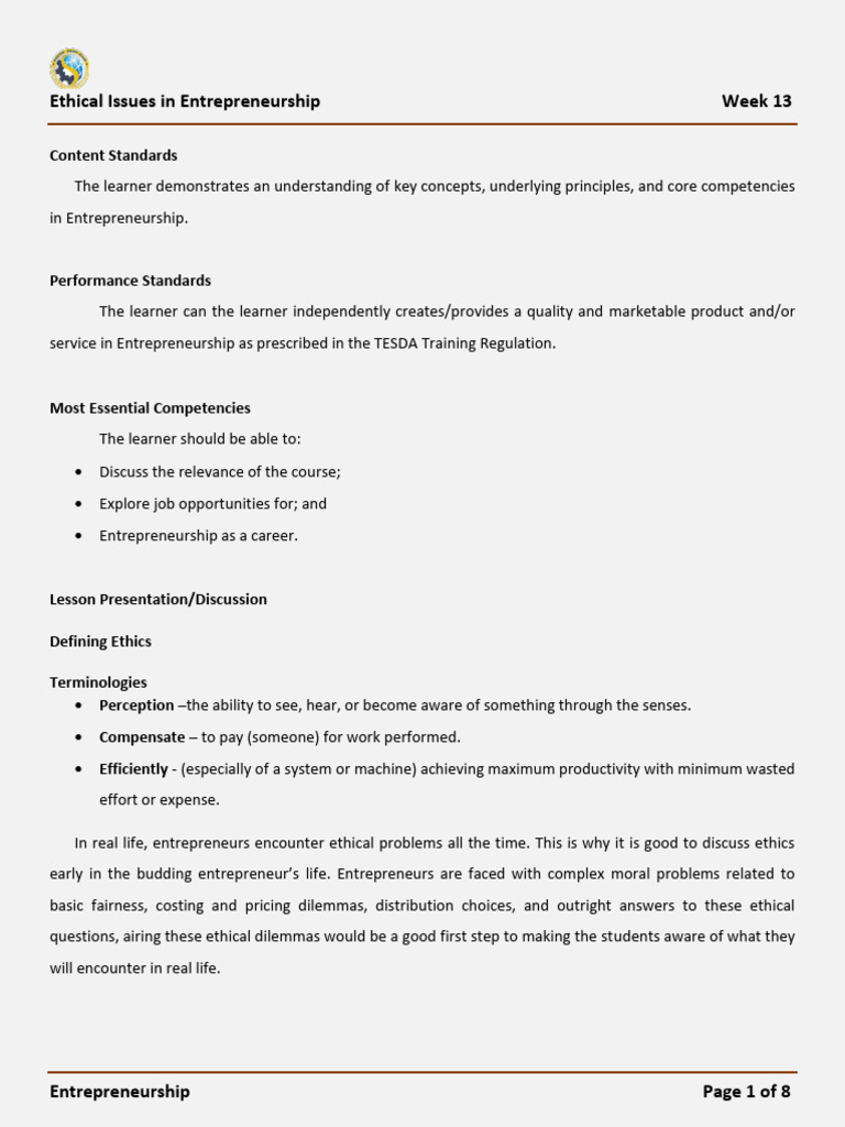 Week 13-Module (1) ENTREP NA | PDF