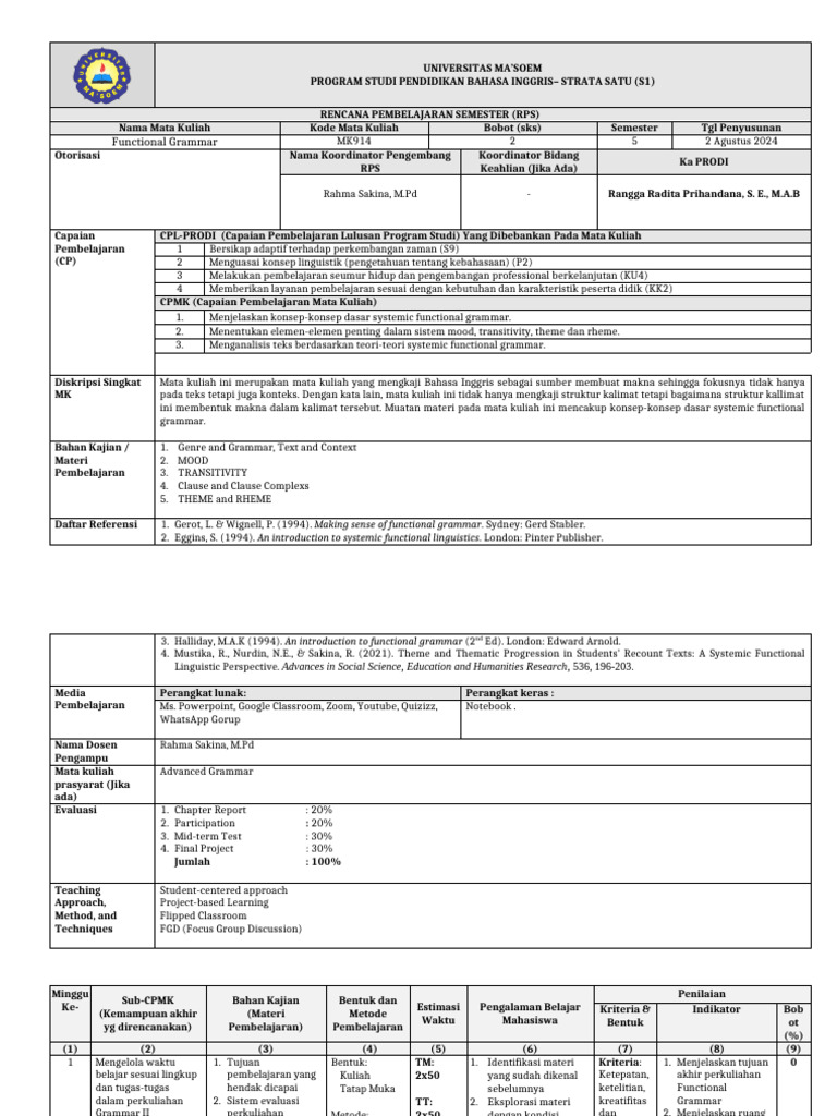 RPS Functional Grammar Updated | PDF