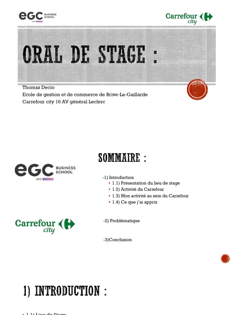 Oral de Stage | PDF