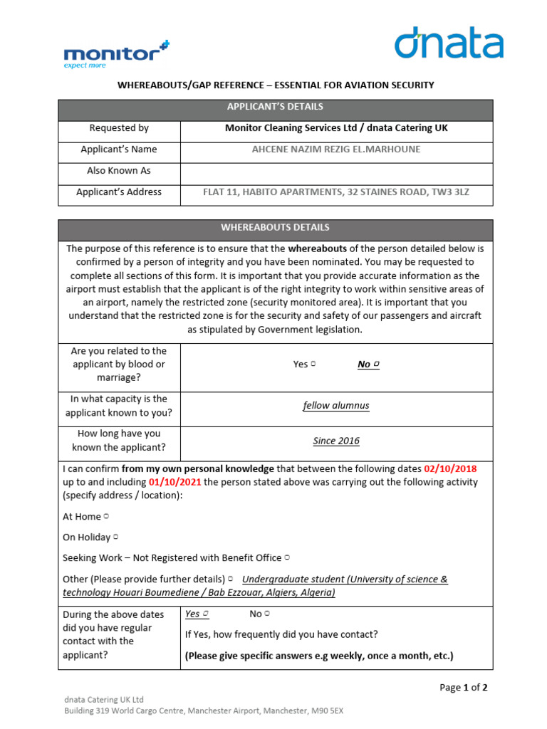 02 Whereabouts Gap Reference Monitor Dnata - UNI | PDF