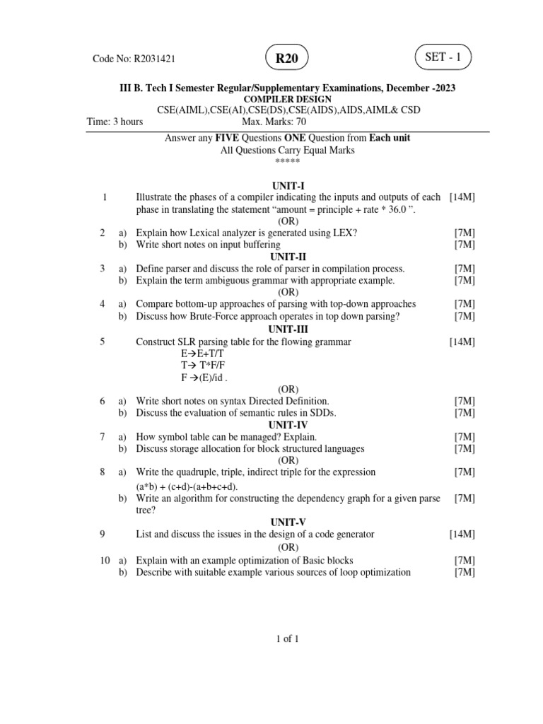 Compiler Design Dec 2023 | PDF | Parsing | Compiler