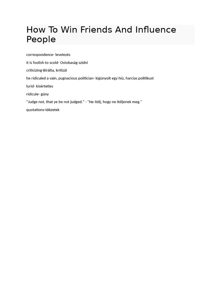 How To Win Friends and Influence People | PDF