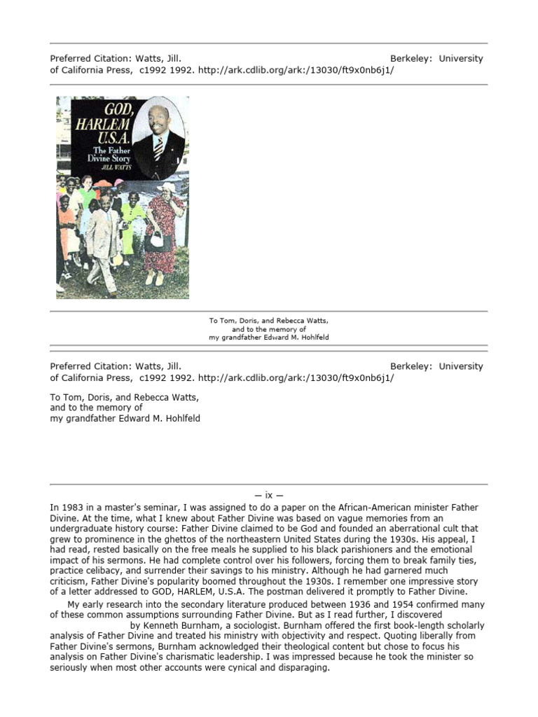 Watts, Jill - God, Harlem U.S.A | PDF