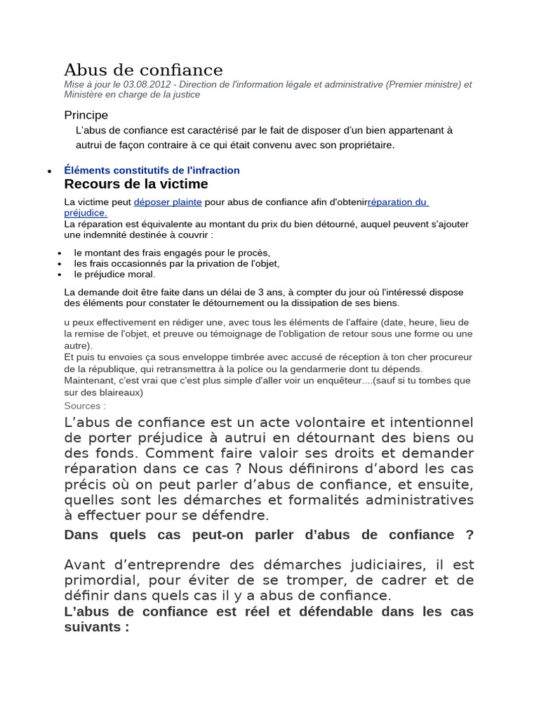 Abus de Confiance | PDF
