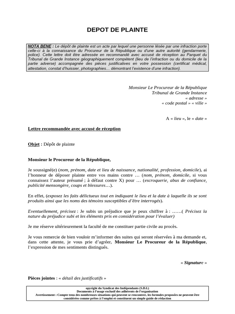 Dépôt de Plainte | PDF