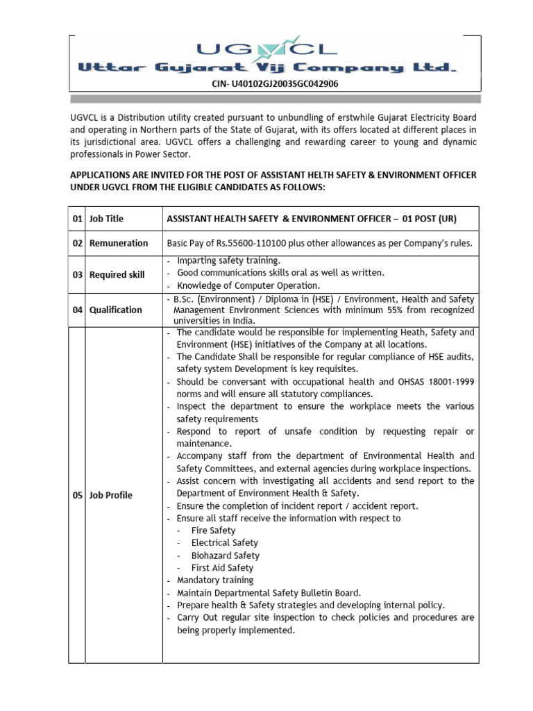 Adv - Asstt. HSE Officer | PDF