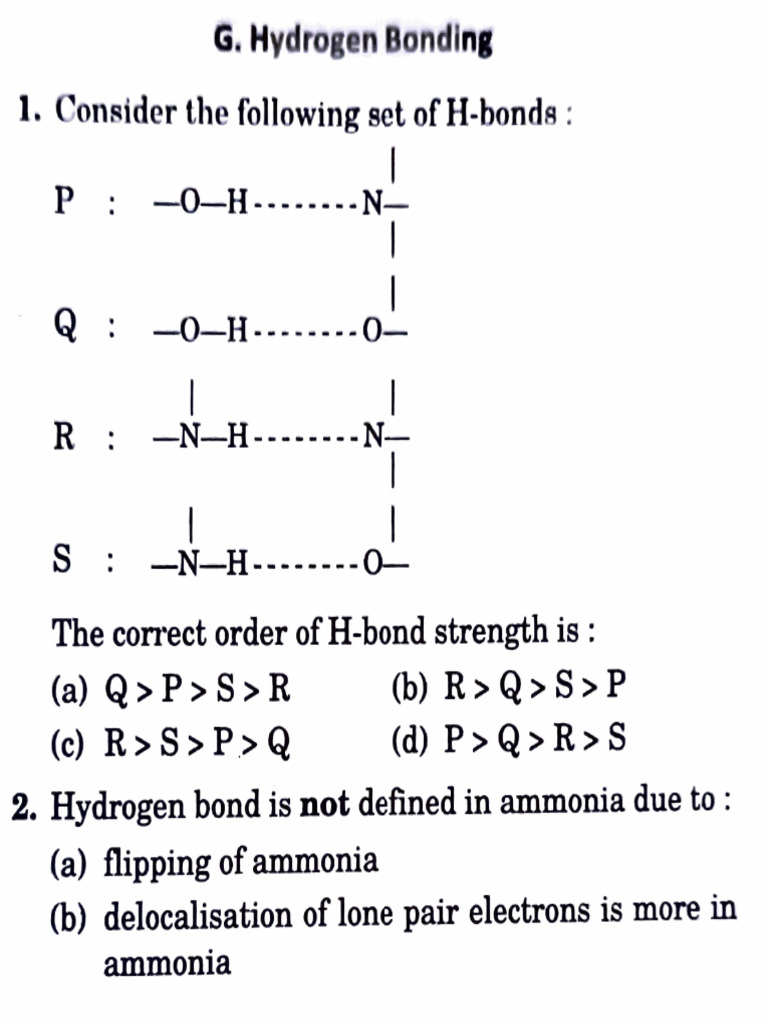 Question of Hydrogen Bonding-1 | PDF