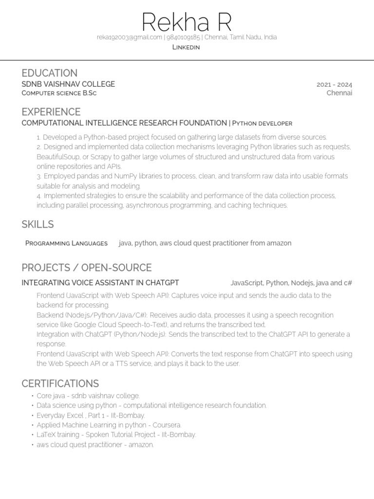 Rekha Ranganathan - Tamil Reference | PDF