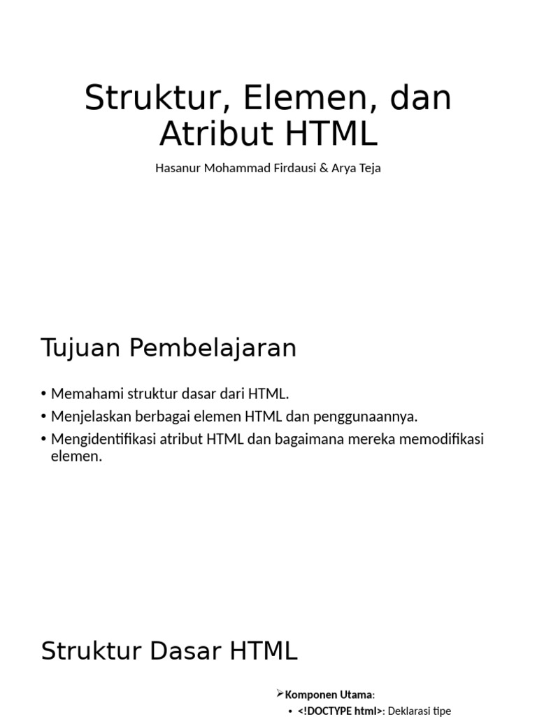 Struktur Elemen Dan Atribut Html Pdf