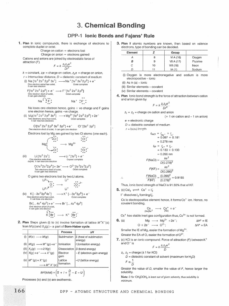 Atomic Structre, Chemical Bonding, Mole Concept, Stoichiometry | PDF