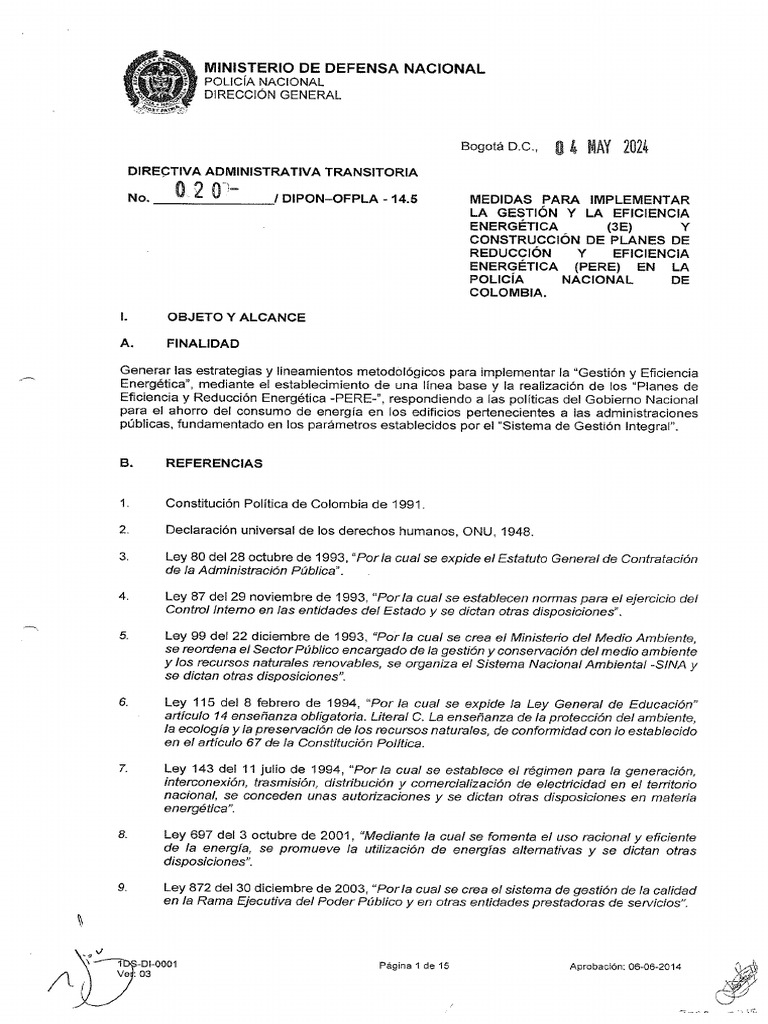 D.A.T Nro. 020 DIPON-OFPLA Del 04052024 MEDIDAS PARA IMPLEMENTAR LA GESTION Y LA EFICIENCIA ...