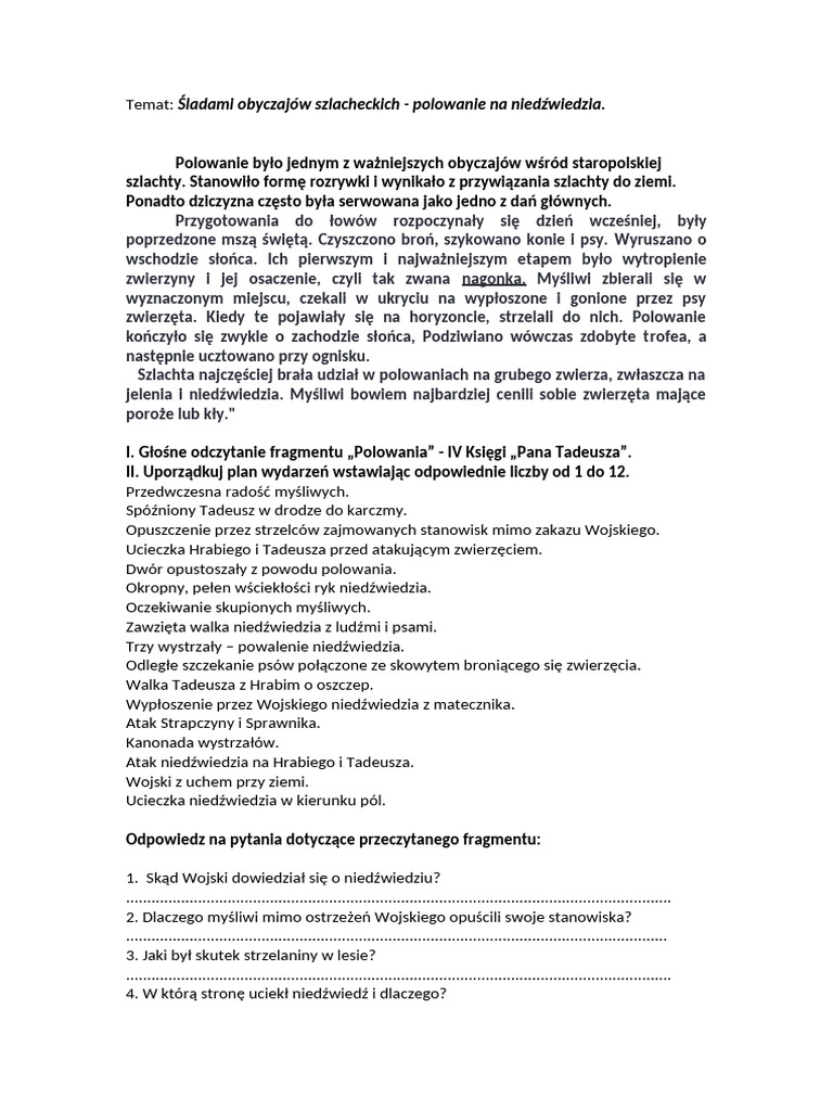 POlowanie Na Niedzwiedzia - Karta Pracy | PDF