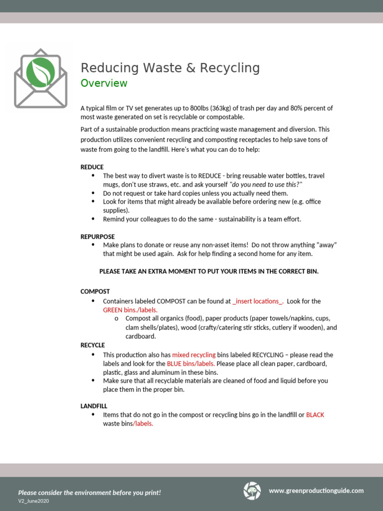 Reducing Waste and Recycling | PDF