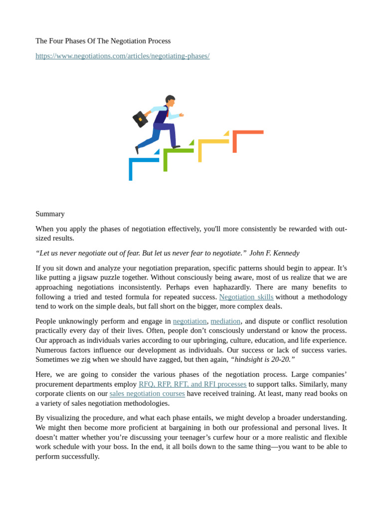 The Four Phases of The Negotiation Process | PDF | Negotiation | Career ...