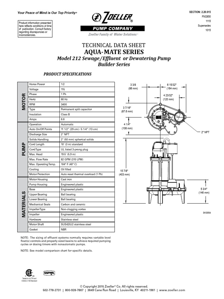 Technical Data Model 212 | PDF