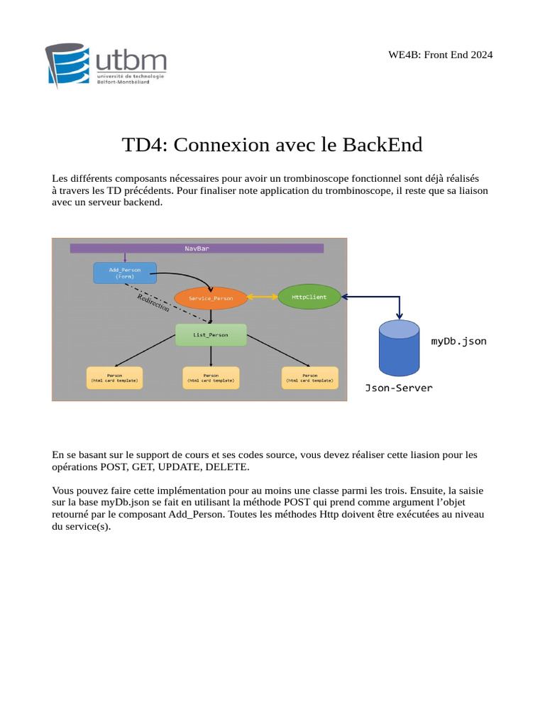 Td4: Connexion Avec Le Backend | PDF