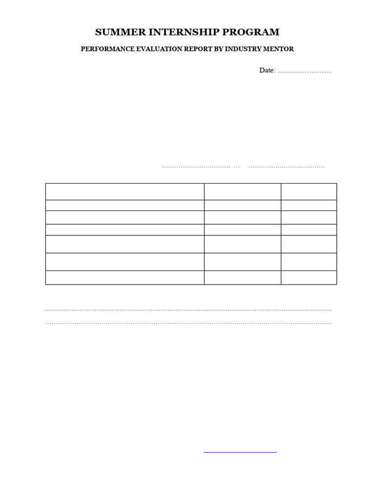 SIP Performance Evaluation Form (Industry) | PDF