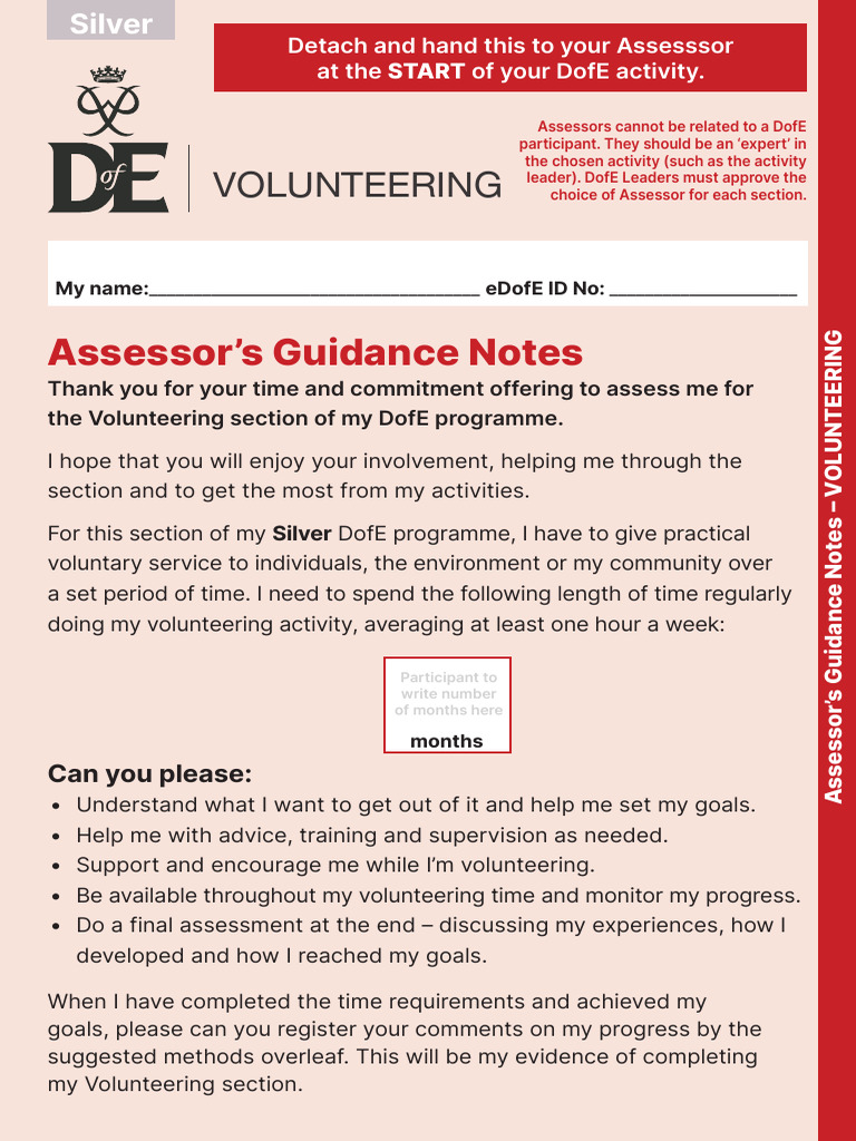 DofE Volunteering Assessor Guidelines | PDF | Volunteering | Career ...