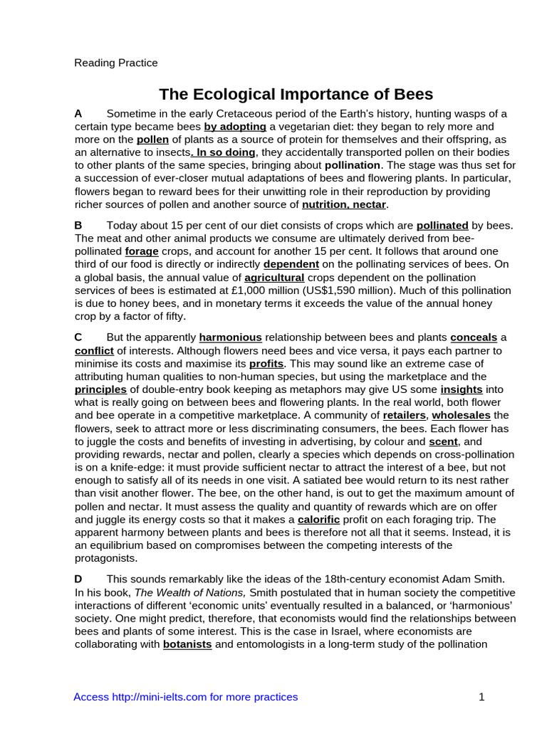The Ecological Importance of Bees | PDF