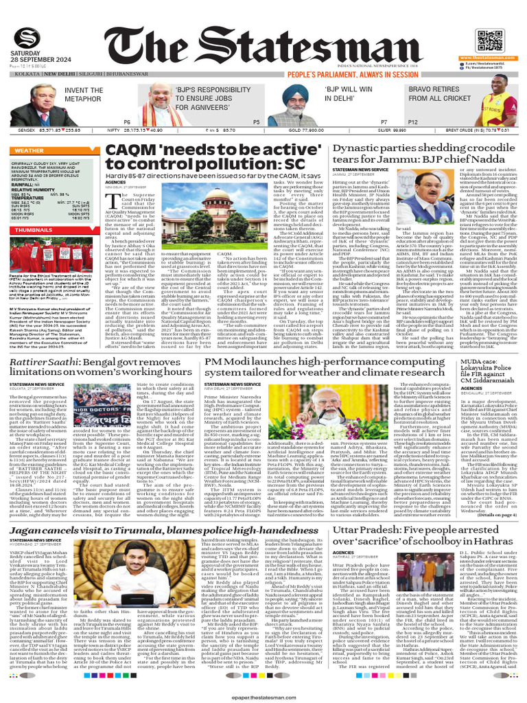 States Man Delhi-TheStatesman 28-09-2024 | PDF