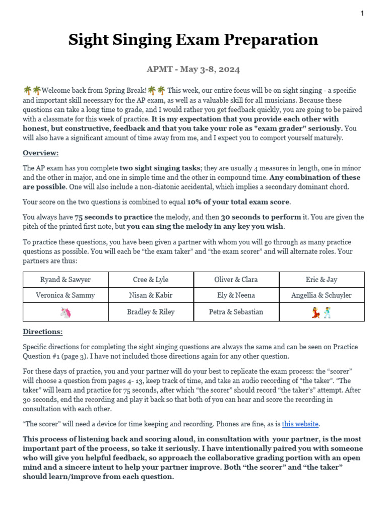 Sight Singing Week!!-1 | PDF