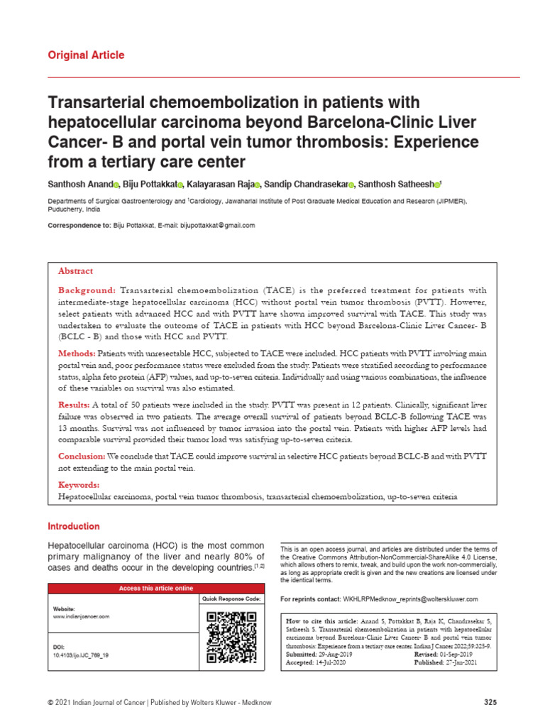 Transarterial Chemoembolization in Patients With.4 | PDF