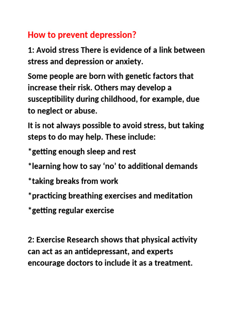 How To Prevent Depression | PDF