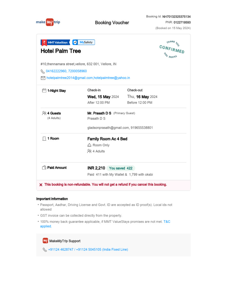 Booking Confirmation Voucher-1 | PDF