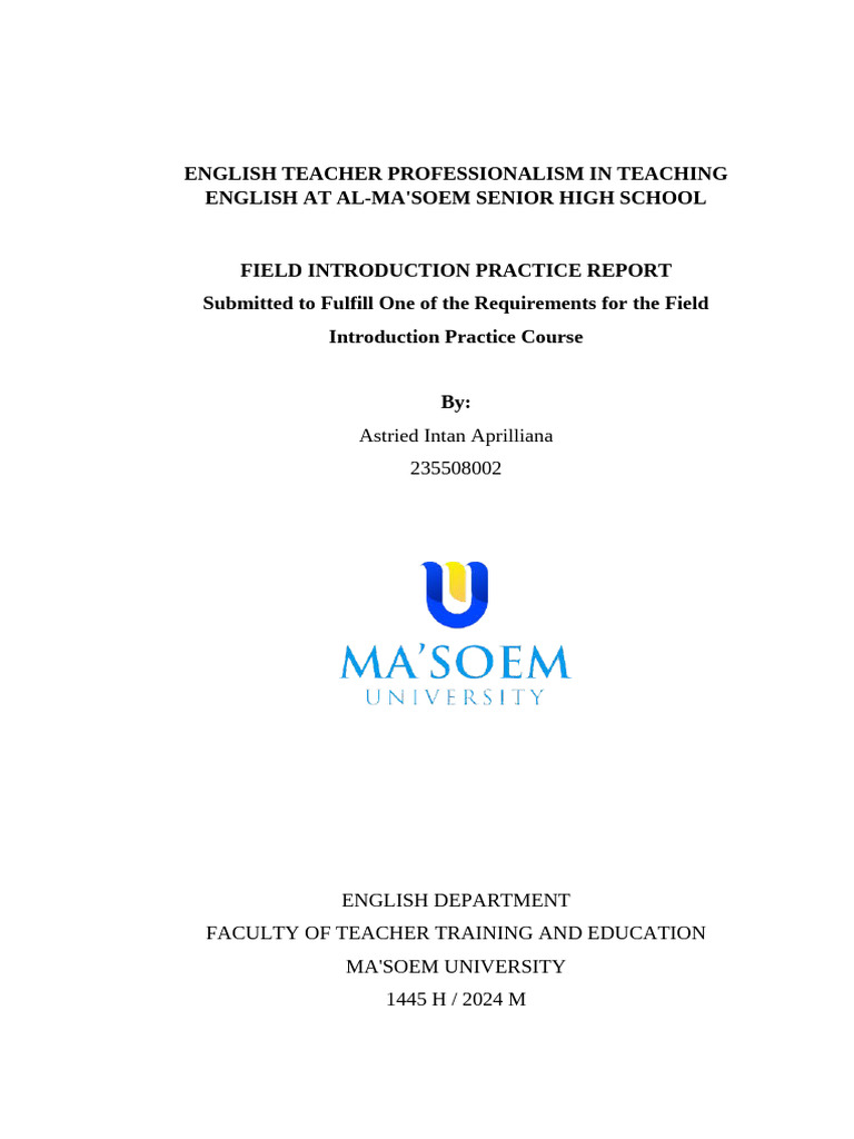 PPL Report Astried Intan Aprilliana | PDF | Teachers | Learning