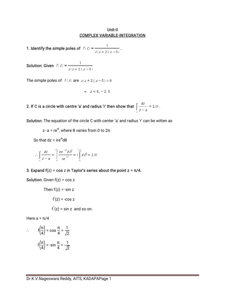 Complex Variable Integration Techniques | PDF